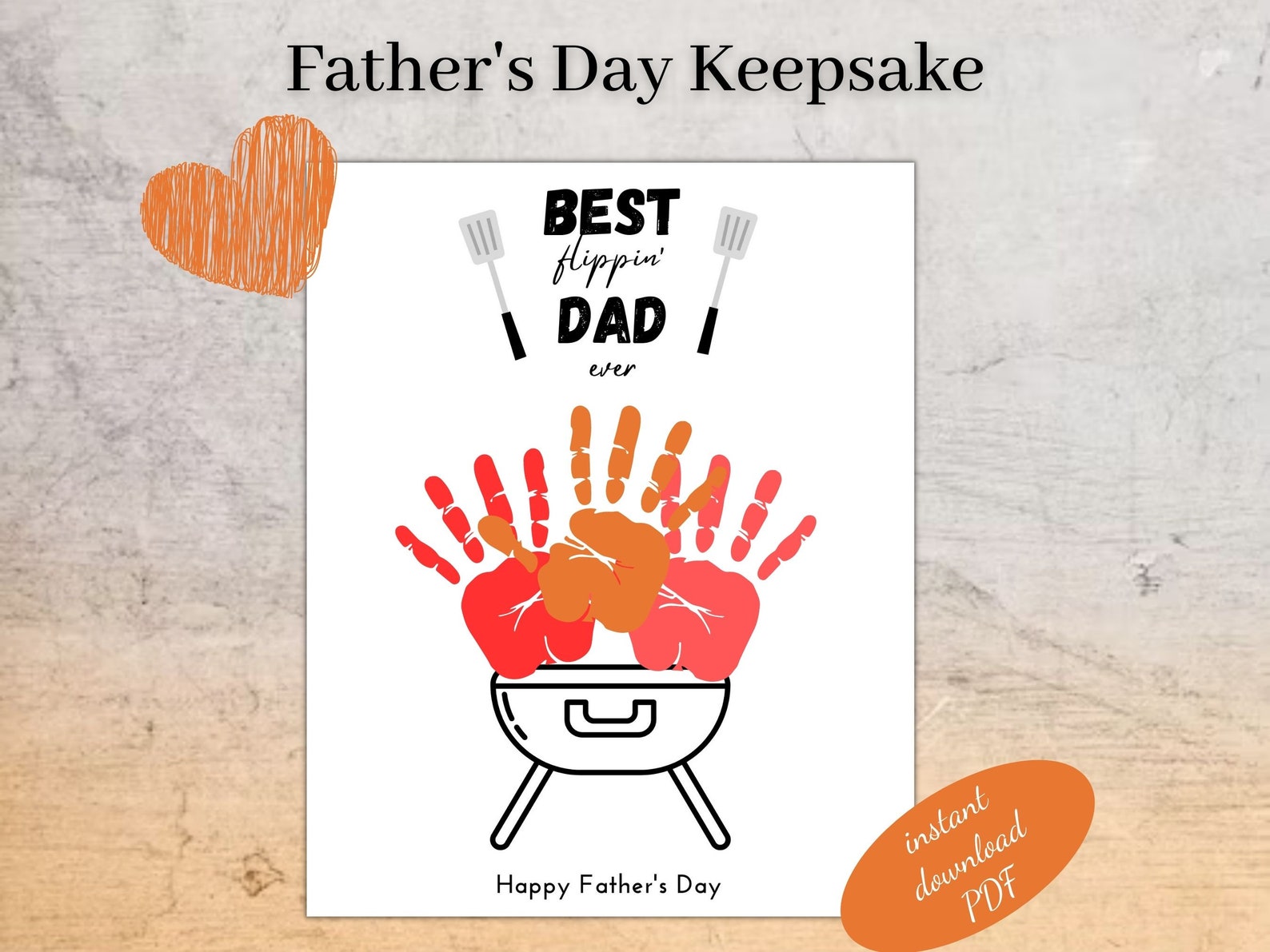 Fathers Day Grill Handprint, Well Done Dad, Craft, Digital Download ...