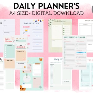 Planner Bundle Digital Product Digital Daily Planner Minimalist Daily ...