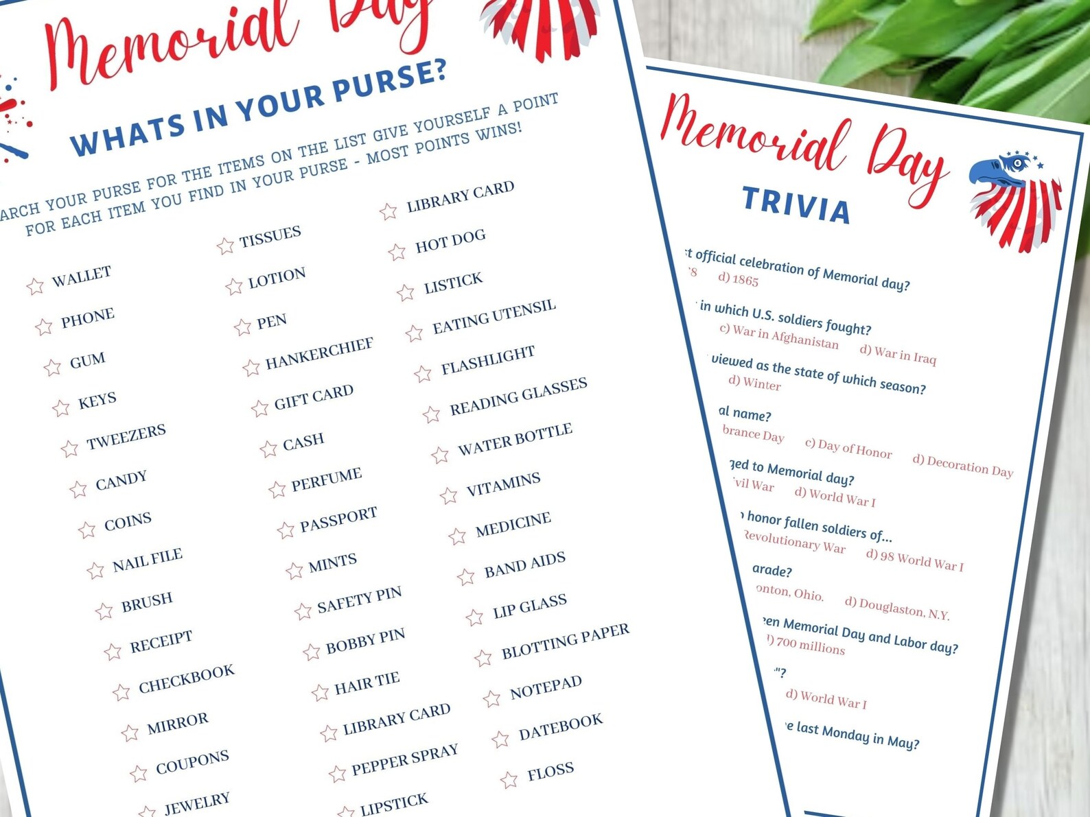 Memorial Day Ultimate Game BUNDLE Printable Memorial Day Party Games ...