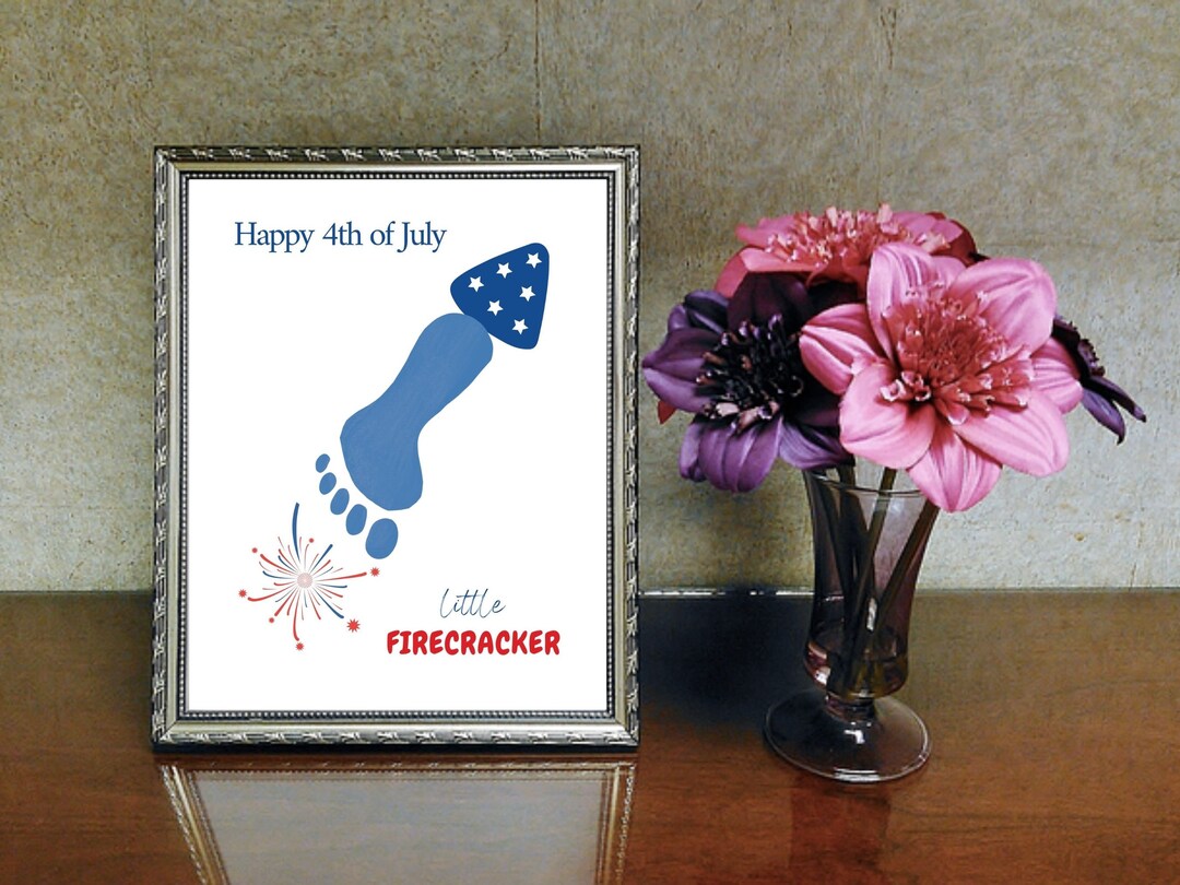 Little Firecracker Footprint Printable Craft Template 4th of - Etsy