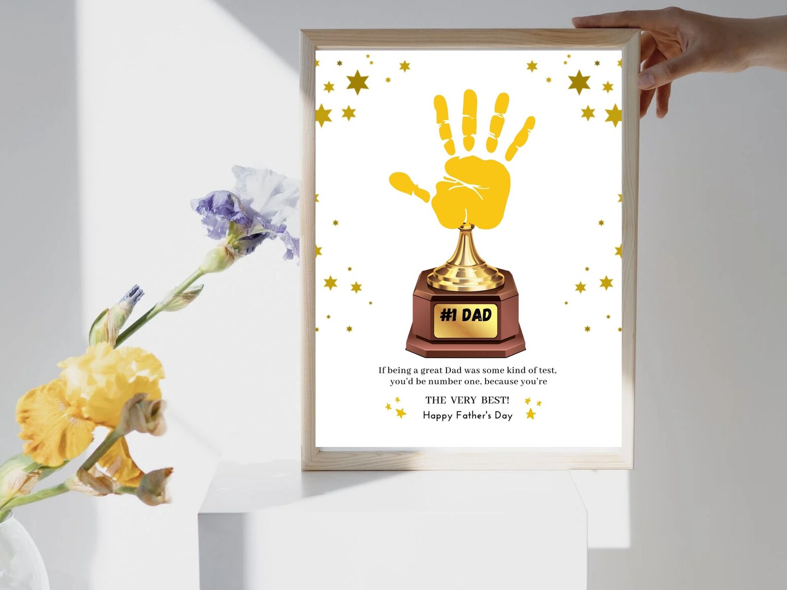 Fathers Day Trophy Handprint Art for Dad, Handprint Craft Printable ...
