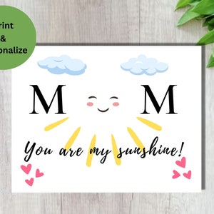 Printable Handprint Art for Mother's Day You Are My Sunshine Mom ...