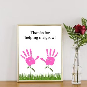 Mother’s Day Art Handprint Thank You for Helping Me Grow Printable ...