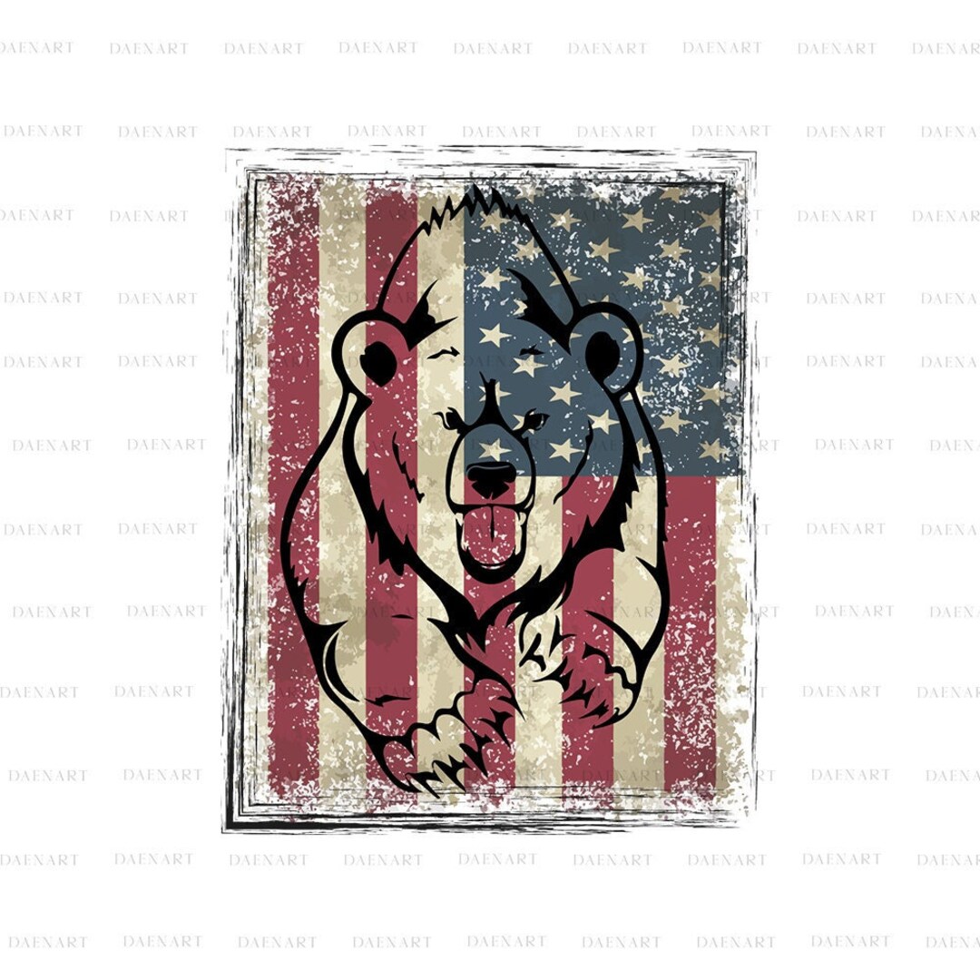 Bear Sublimation Png Svg, America Png Svg, America Flag, Bear Png Svg ...