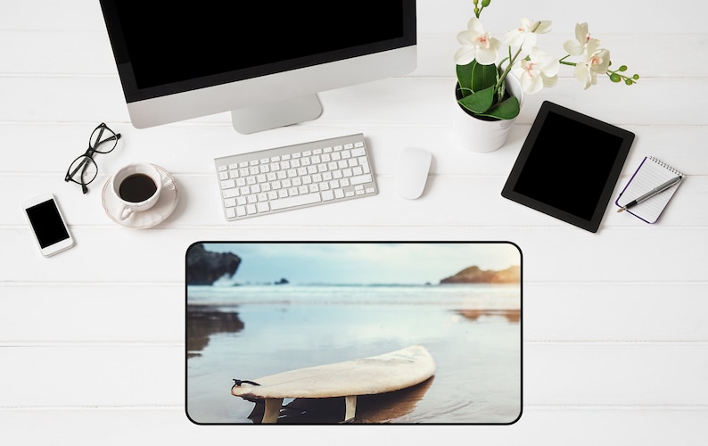 Surf Board Desk Mat Beach Design Mouse Pad Desk Mat for Gaming and ...