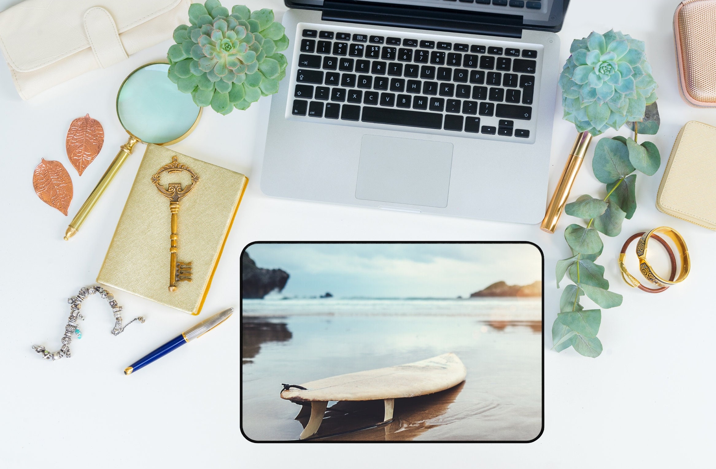 Surf Board Desk Mat Beach Design Mouse Pad Desk Mat for Gaming and ...