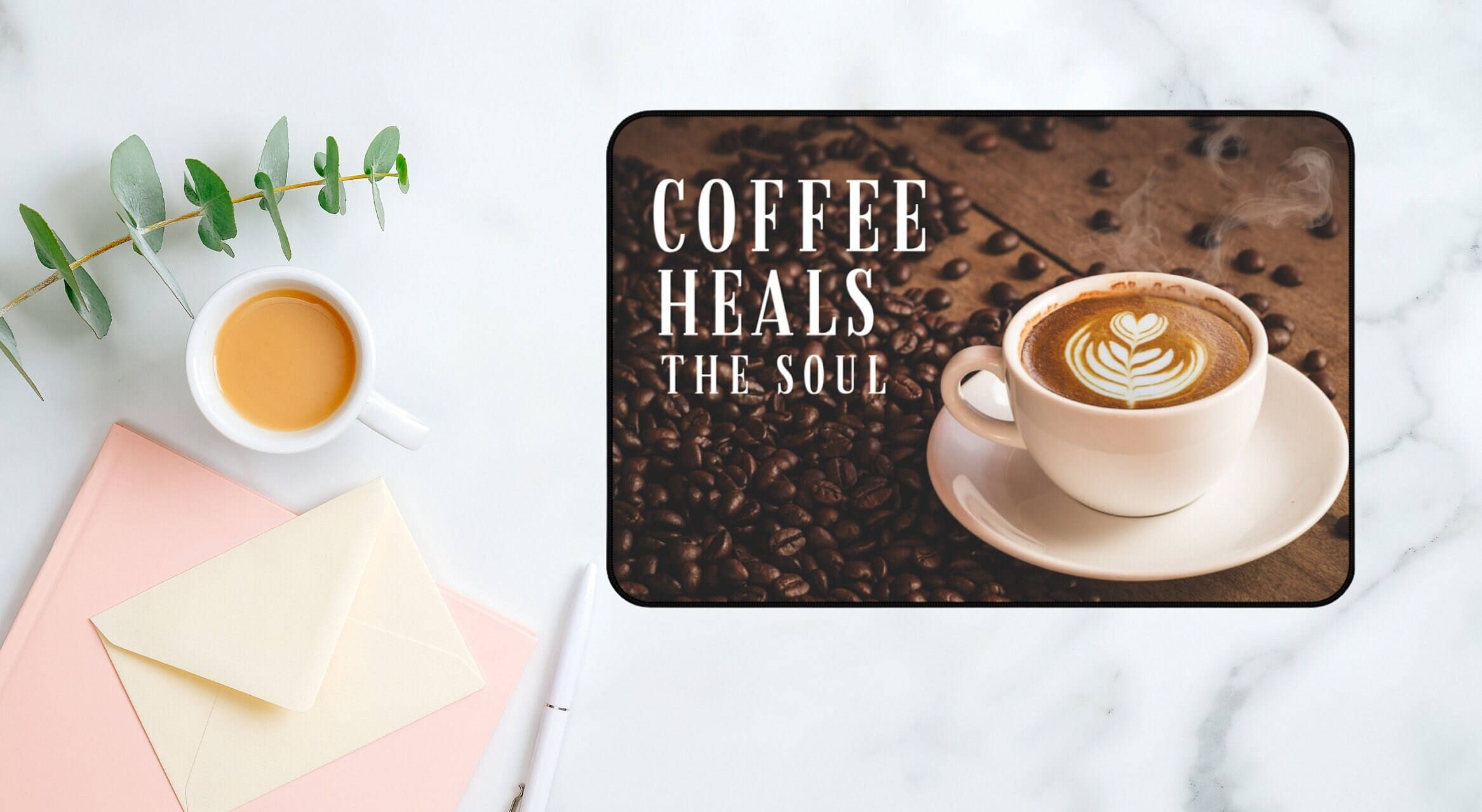 Coffee Desk Mat Coffee Lover Gift Large Computer Mouse Pad Home Office ...