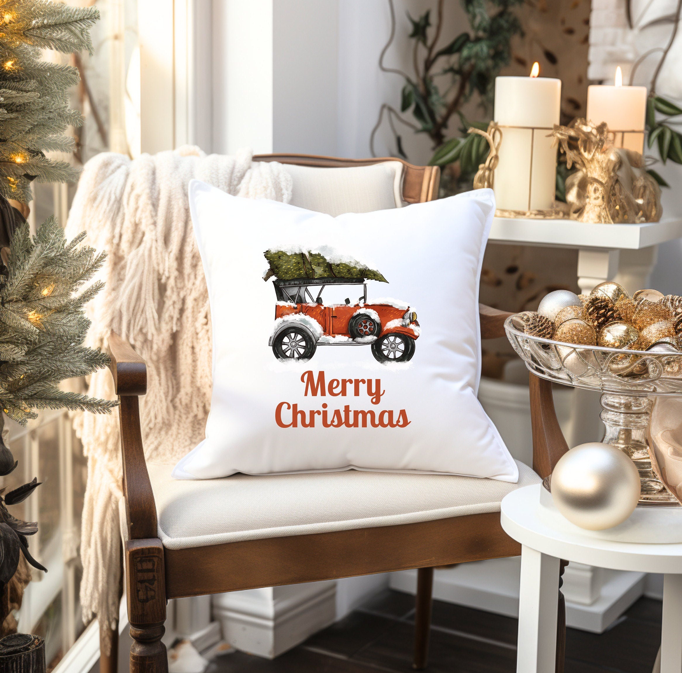 Merry Christmas Pillow Cover Vintage Christmas Pillow Home Decor ...