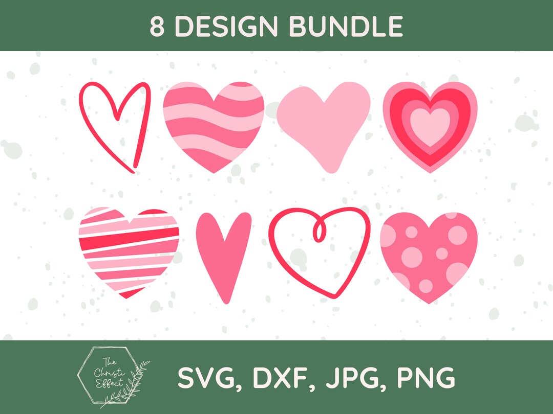 Heart Bundle SVG PNG JPG, Valentine Svg, Love Svg, Polka Dot Heart Svg ...