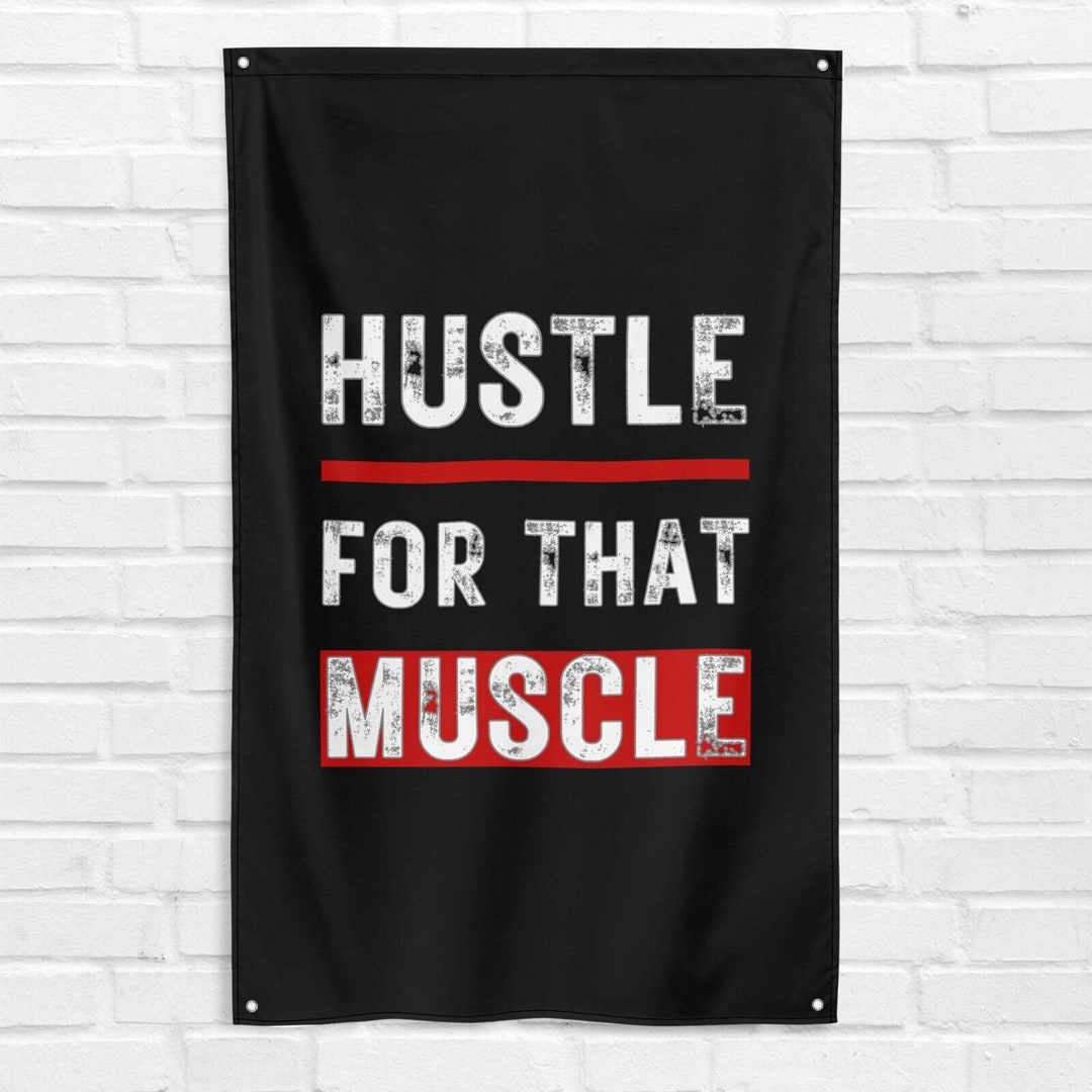Hustle for That Muscle 3x5 Ft Gym Flag Fitness Body Building ...