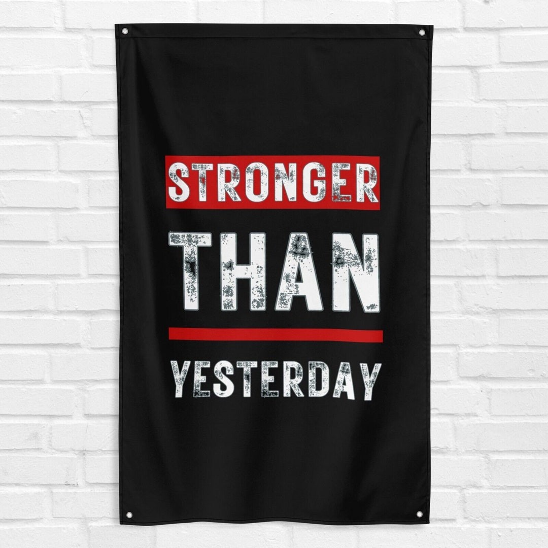 Gym 3x5 Ft Flag Stronger Motivational Quote Fitness Workout - Etsy