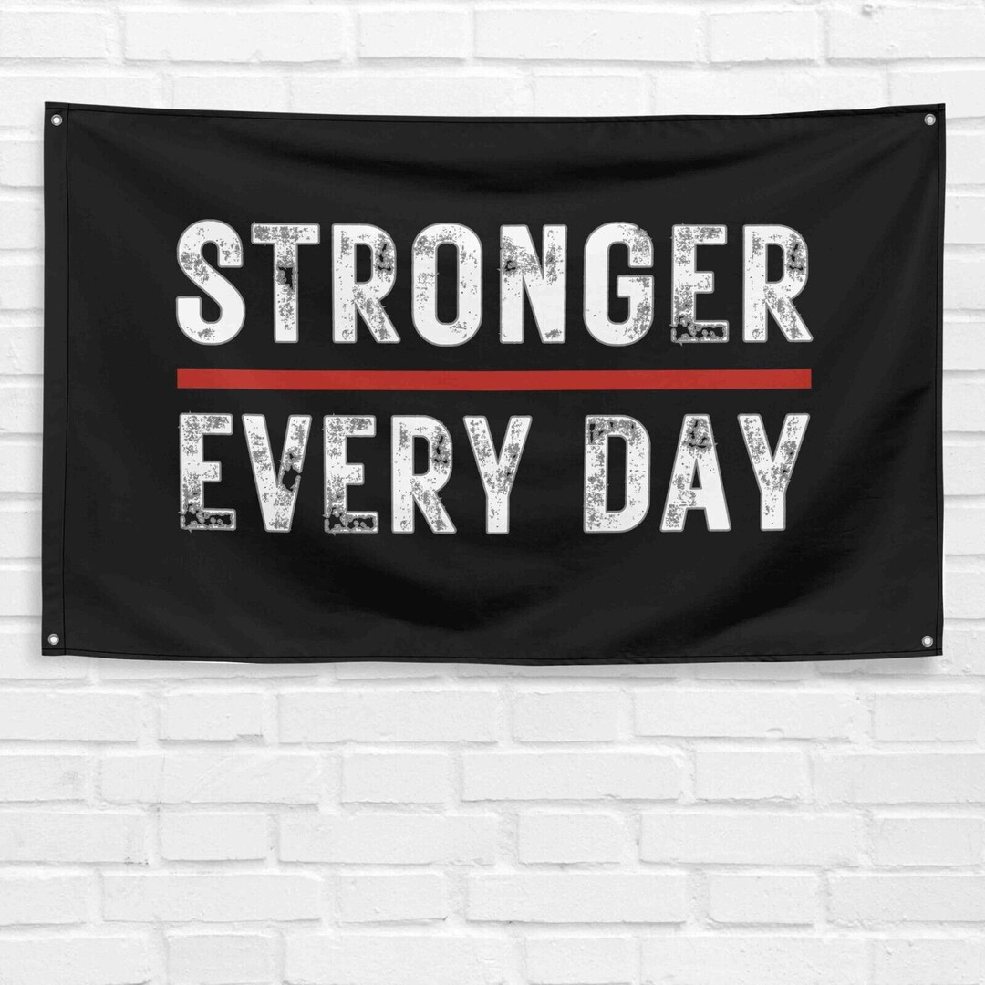 Stronger Every Day 3x5 Ft Gym Flag Fitness Body Building Weightlifting ...