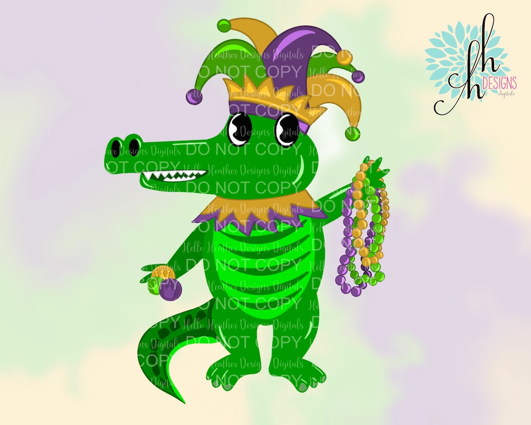 Mardi Gras Gator Sublimation Design PNG | Digital Download - Etsy