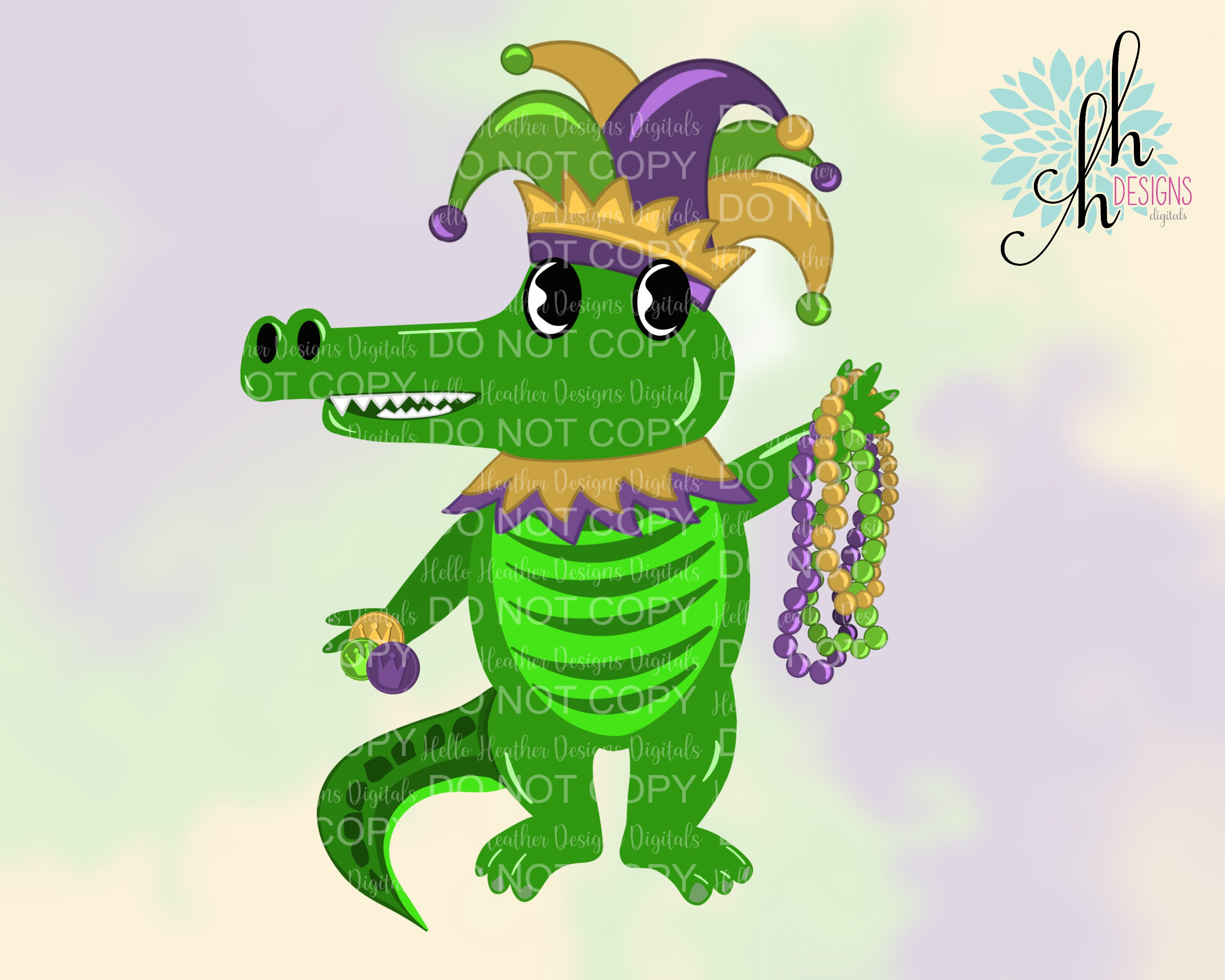 Mardi Gras Gator Sublimation Design PNG | Digital Download - Etsy