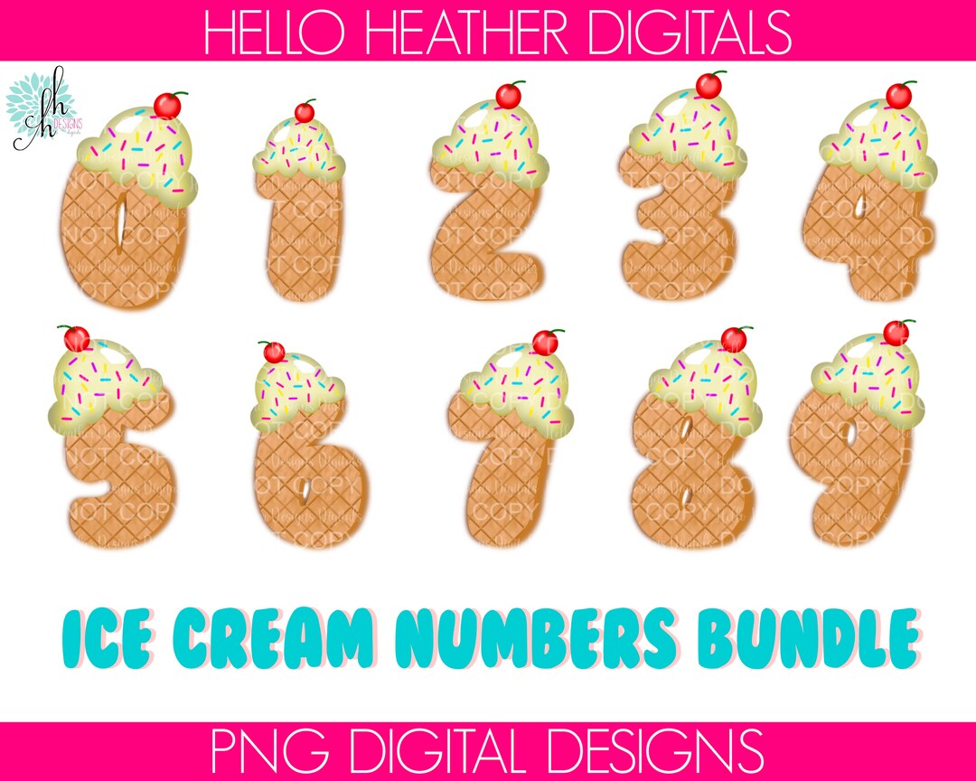Ice Cream Numbers PNG Clipart | Waffle Cone Ice Cream Party Numbers ...