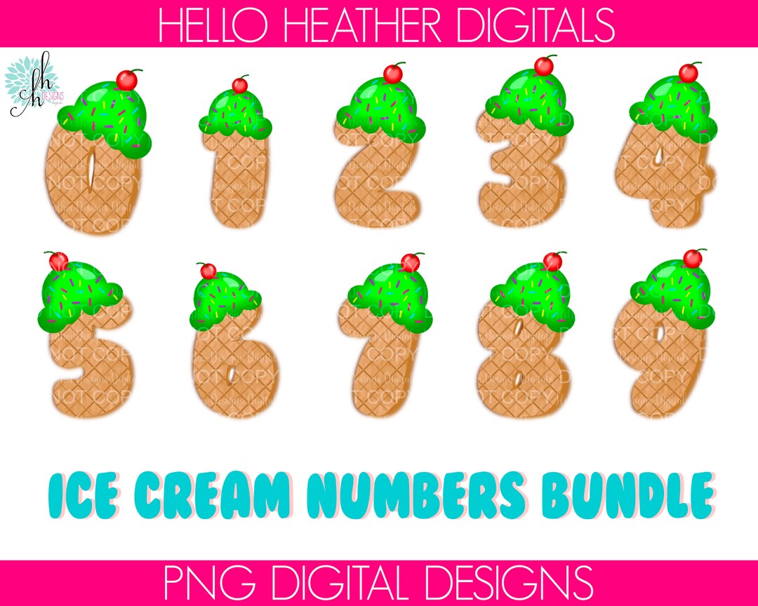Ice Cream Numbers PNG Clipart | Waffle Cone Ice Cream Party Numbers ...