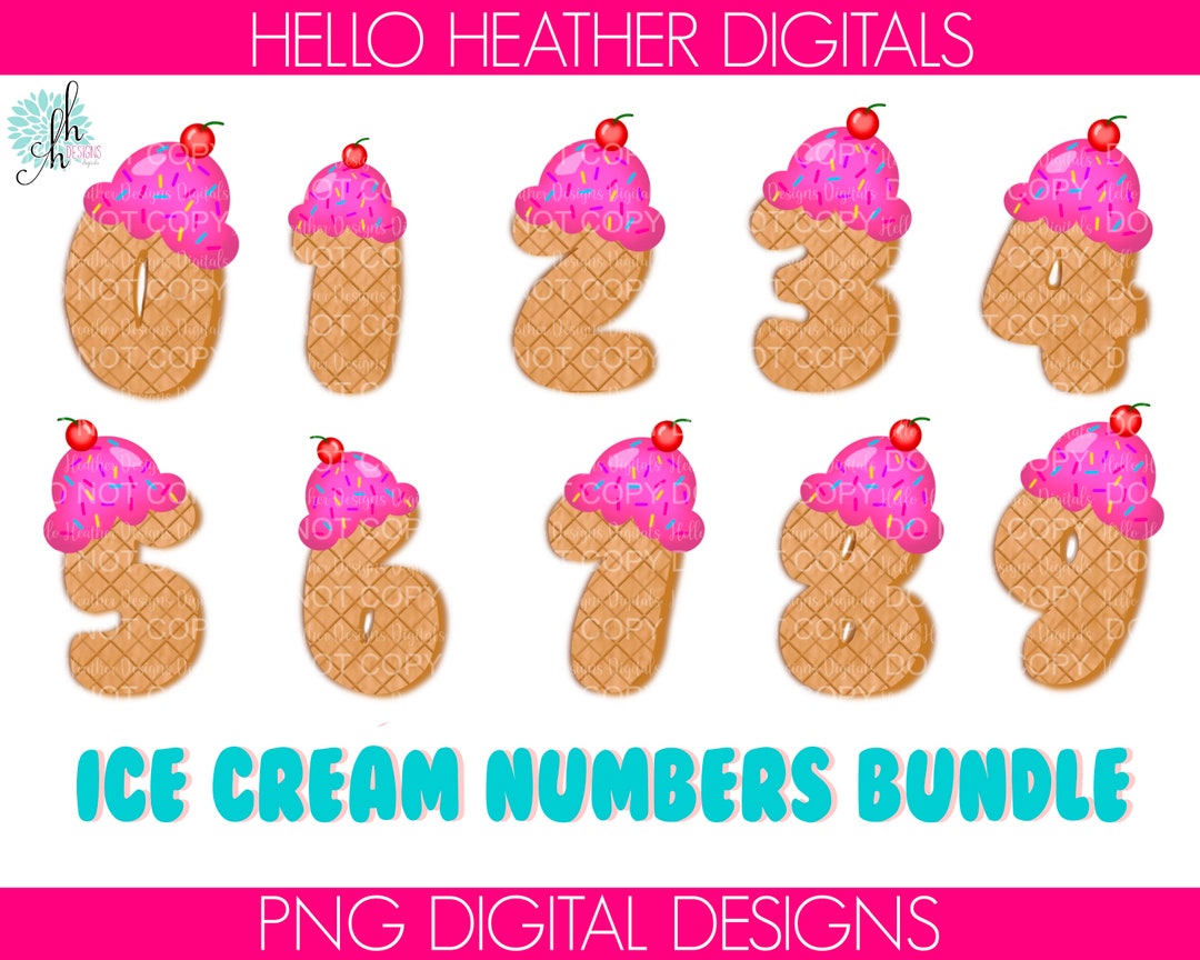 Ice Cream Numbers PNG Clipart | Waffle Cone Ice Cream Party Numbers ...