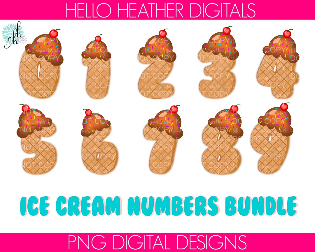 Ice Cream Numbers PNG Clipart | Waffle Cone Ice Cream Party Numbers ...