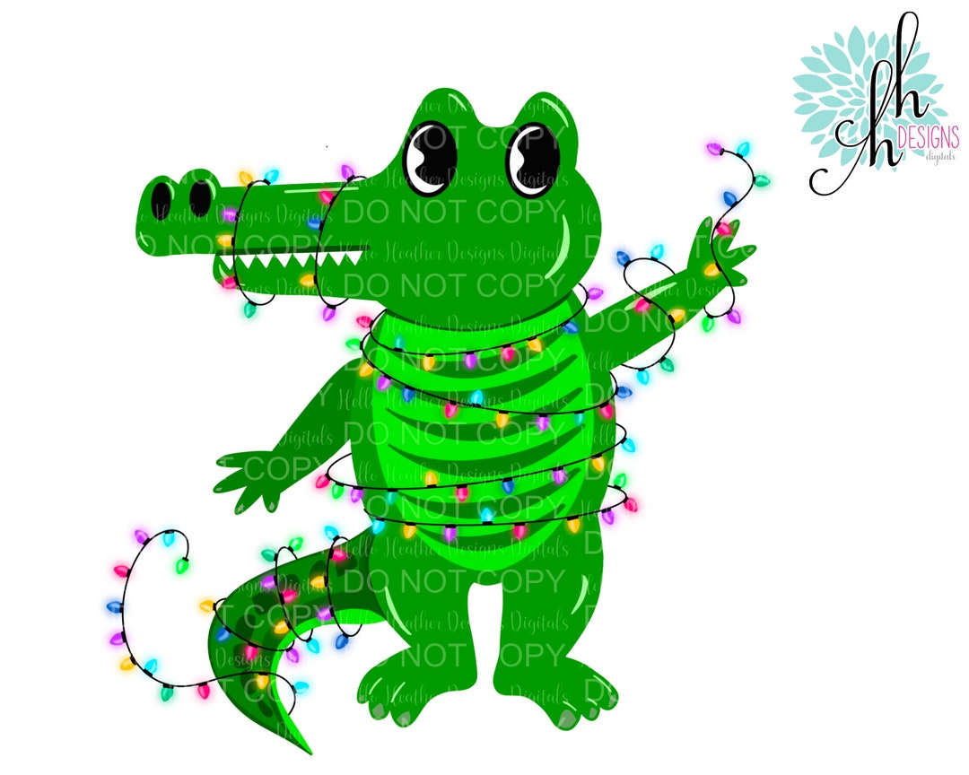 Christmas Gator With Lights Sublimation Design PNG | Digital Download ...