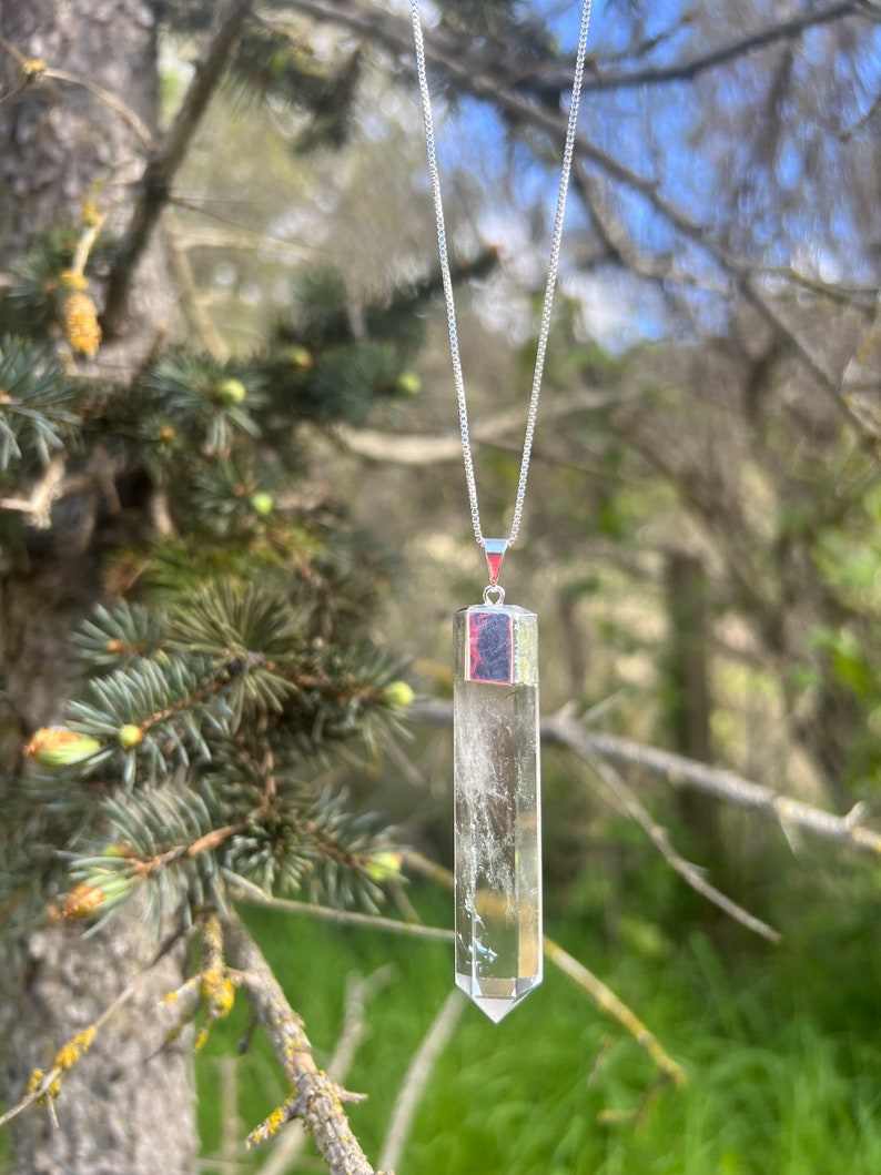 Large Clear Quartz Crystal Point Necklace, Sliver Plated Healing ...