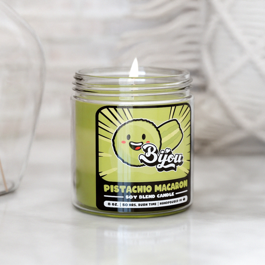 PISTACHIO MACARON CANDLE Scented Soy Wax Non-toxic & Vegan Handmade ...