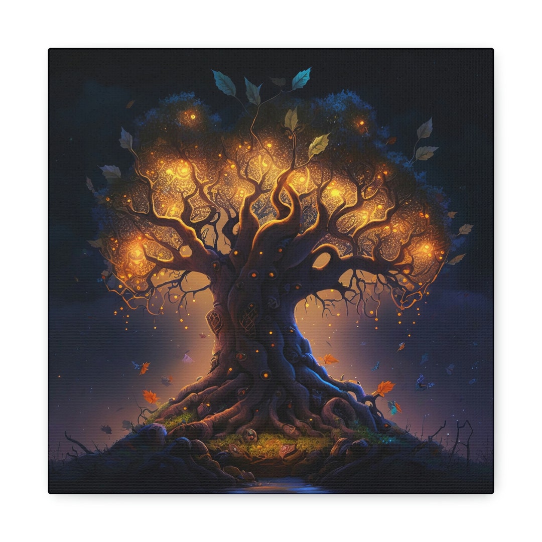 Tree of Enchantment Artwork, Tree Artwork, Tree Wall Art, Fantasy Tree ...