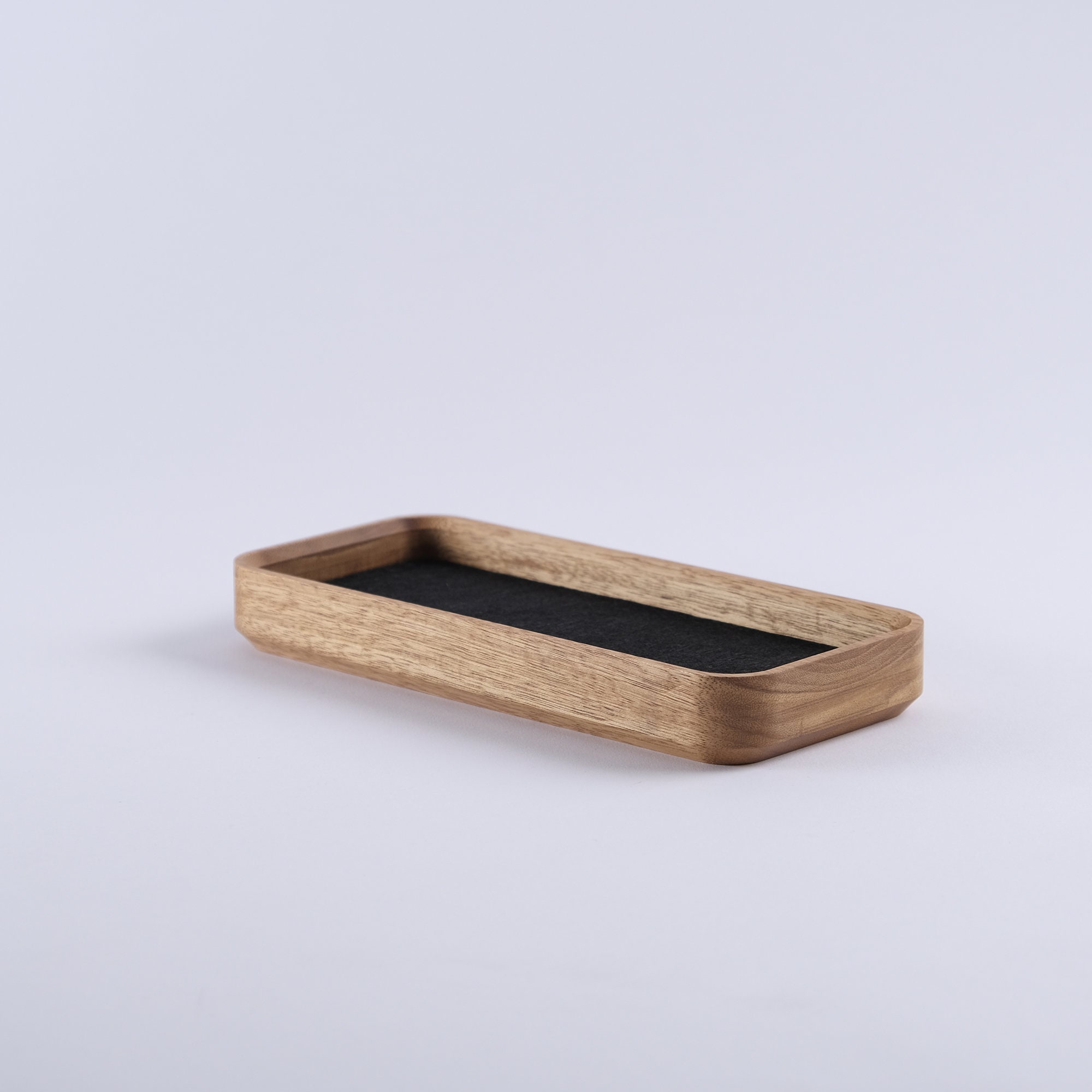 Solid Wood Desk Tray With Soft Felt Base, Multipurpose Desk Organizer ...