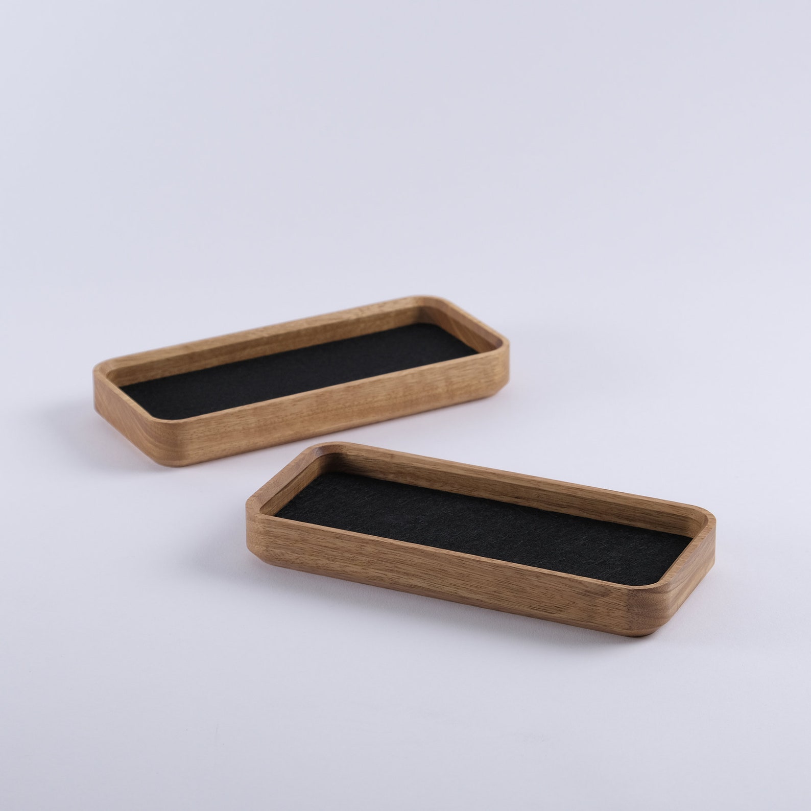 Solid Wood Desk Tray With Soft Felt Base, Multipurpose Desk Organizer ...
