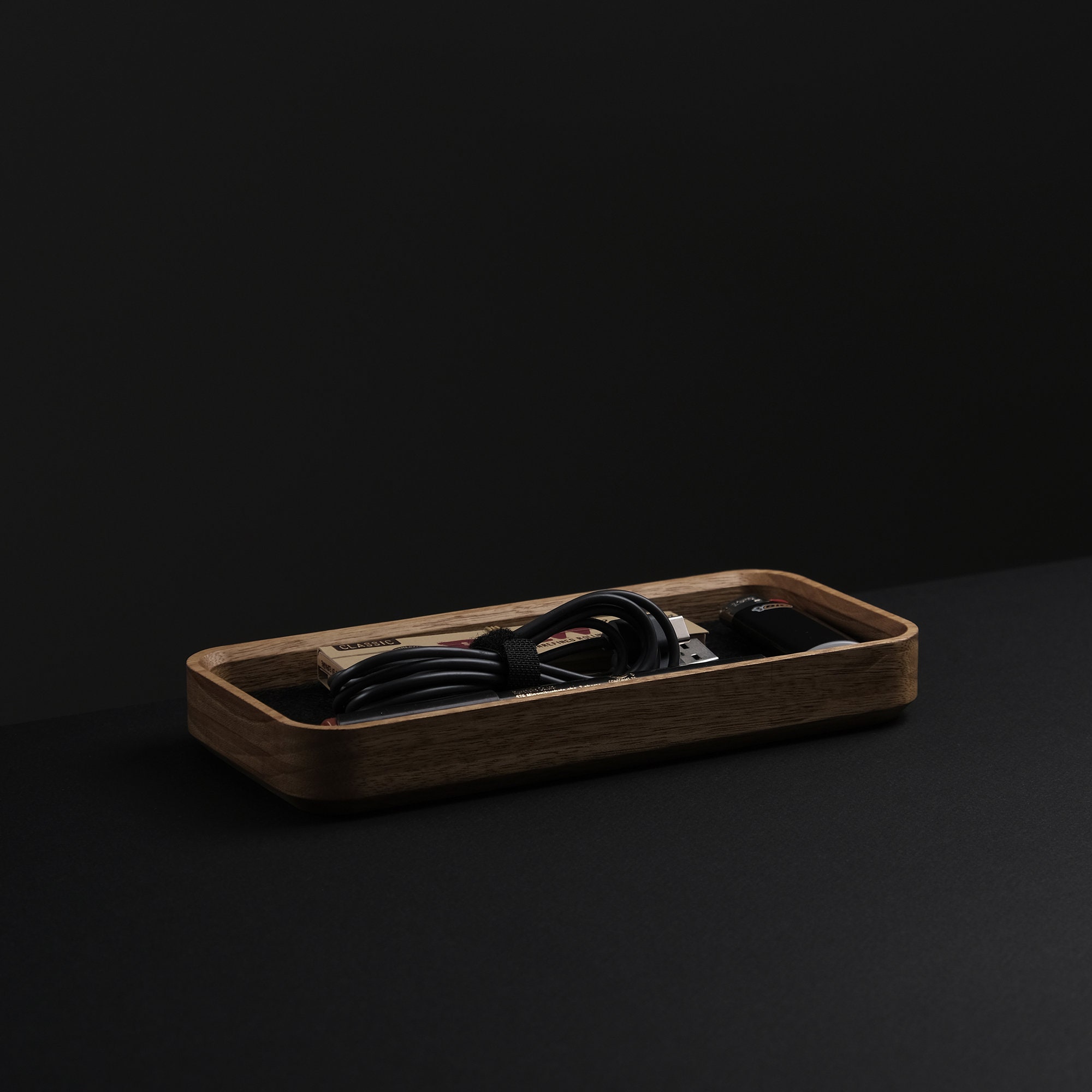 Solid Wood Desk Tray With Soft Felt Base, Multipurpose Desk Organizer ...