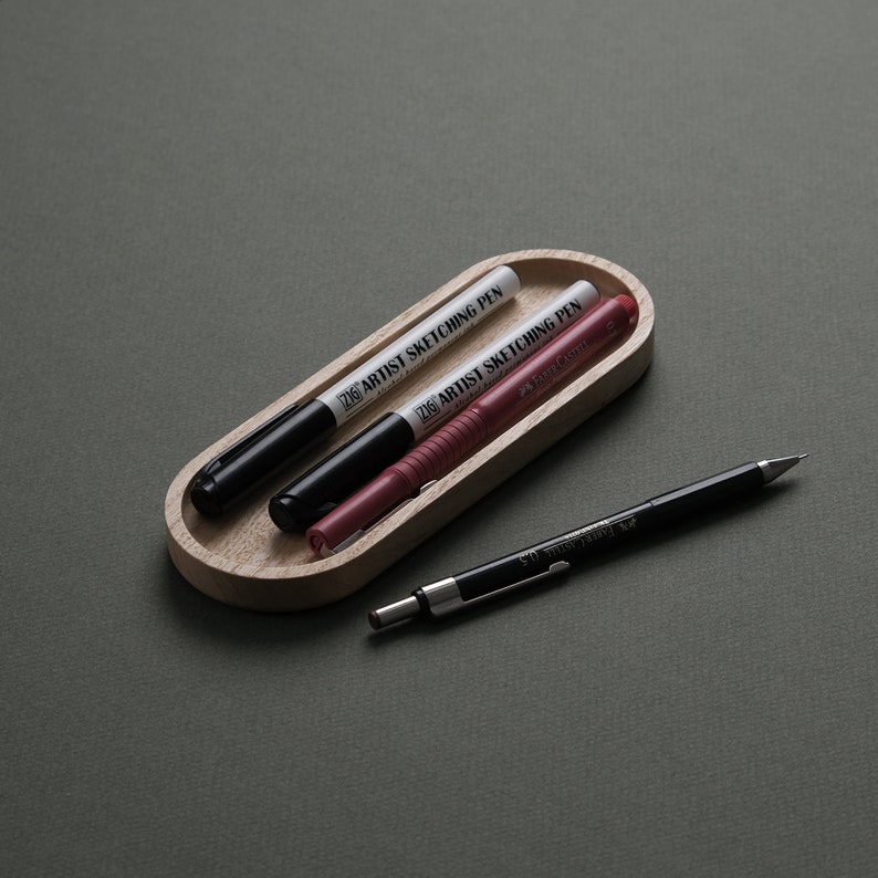 Solid Wood Desk Organizer, Wooden Pen Tray, Desk Organizer for Office ...