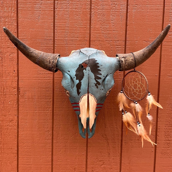 Painted Buffalo Skull - Etsy