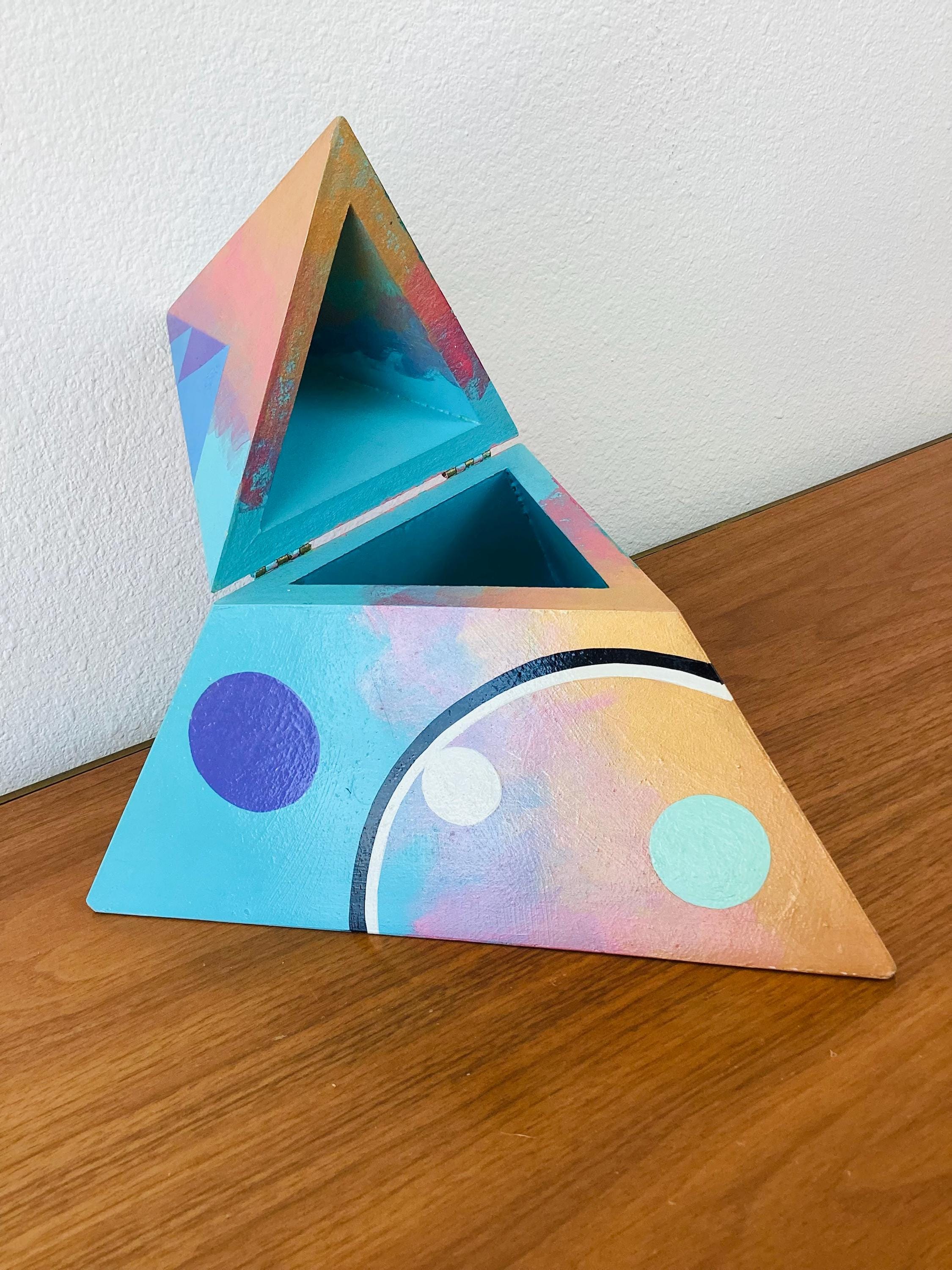 Vintage 1980s HAND PAINTED Post Modern Pyramid Lidded Box - Etsy