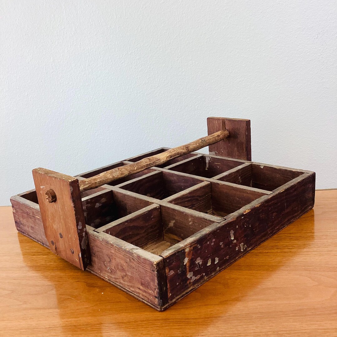 Vintage 1950s CARPENTERS TOOL Box / Caddy Rustic Handmade Wood - Etsy