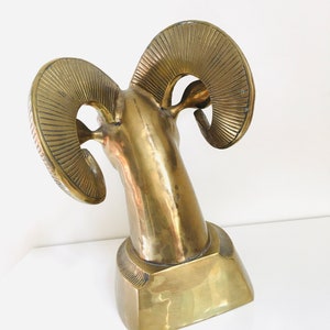 Vintage HOLLYWOOD REGENCY Brass RAMS Head Statue Sculpture - Etsy