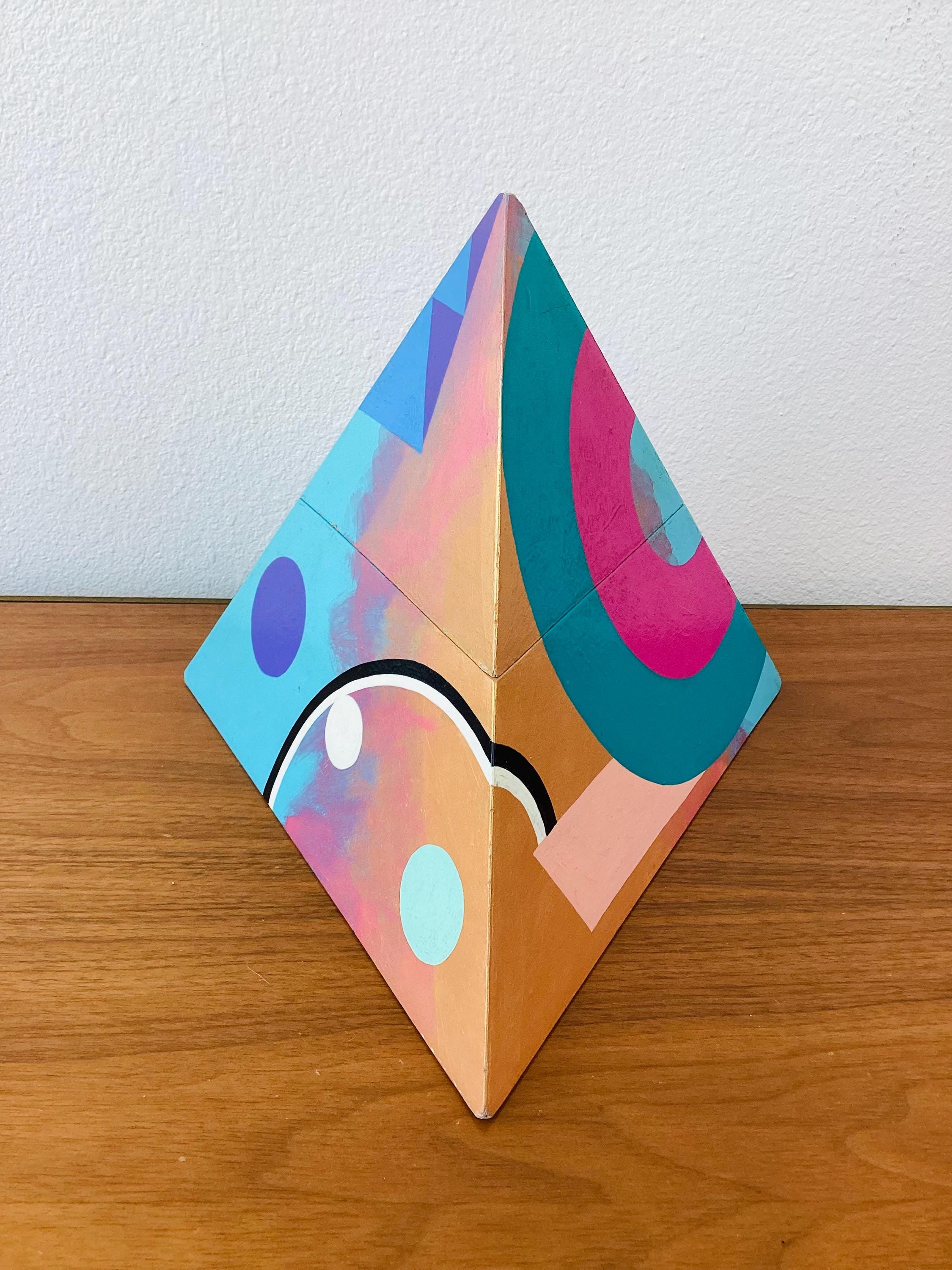 Vintage 1980s HAND PAINTED Post Modern Pyramid Lidded Box - Etsy