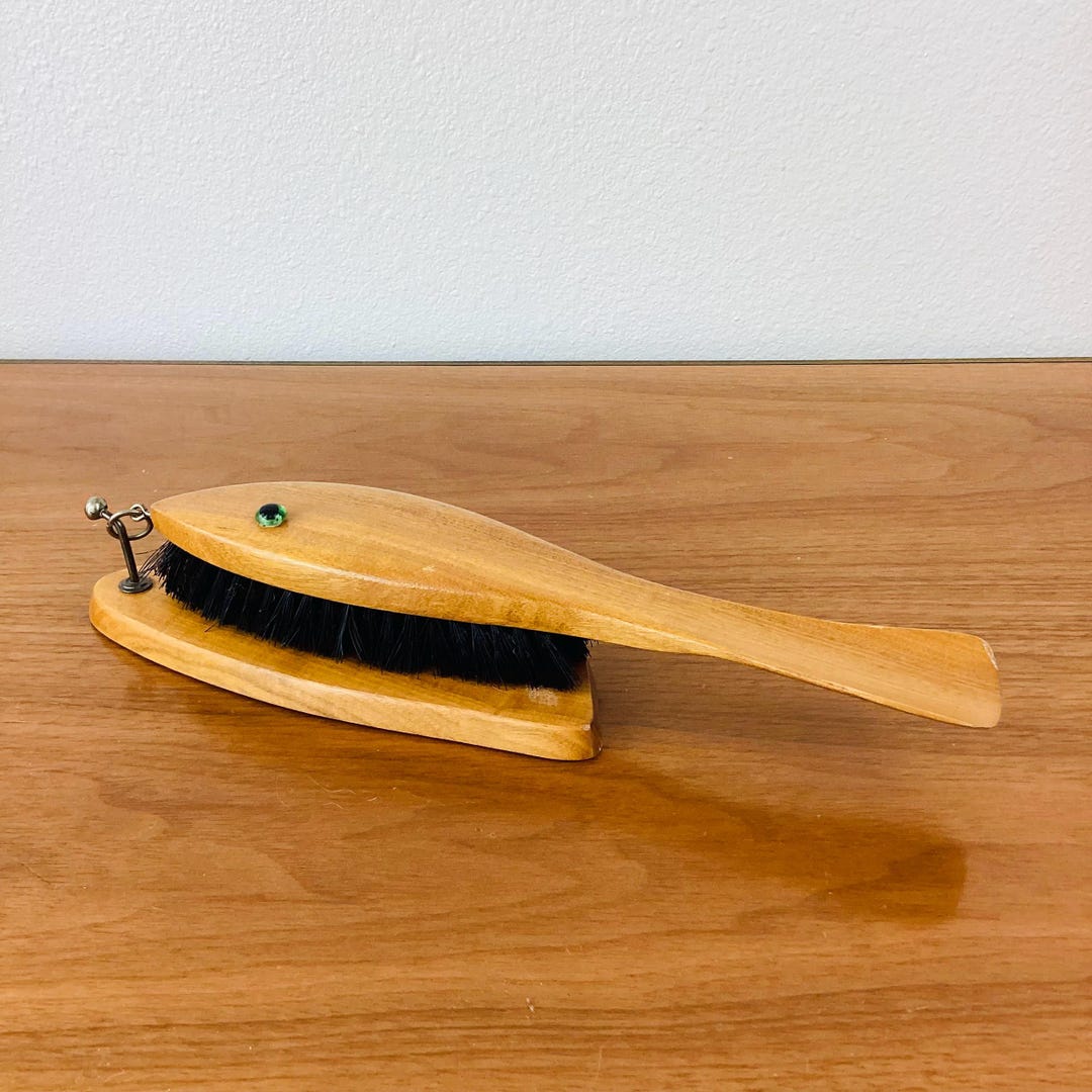 Vintage 1960s DANISH MODERN TEAK Wood Fish Shape Table Crumb Brush ...