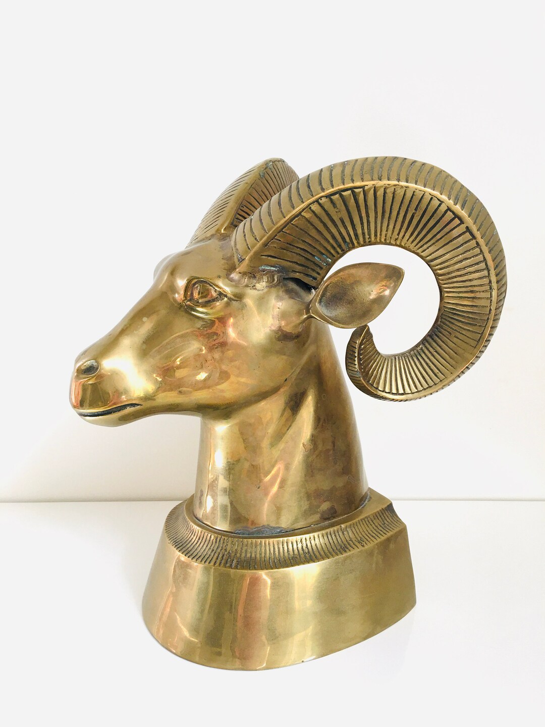 Vintage HOLLYWOOD REGENCY Brass RAMS Head Statue Sculpture - Etsy