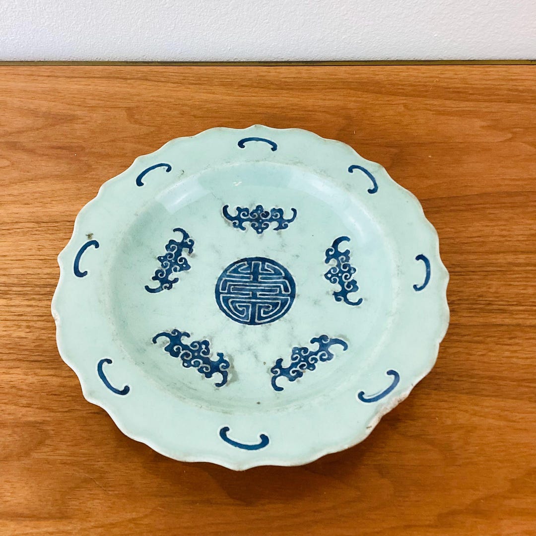Vintage BLUE ASIAN Scalloped Edge CHINOISERIE Ceramic Tray / Bowl - Etsy