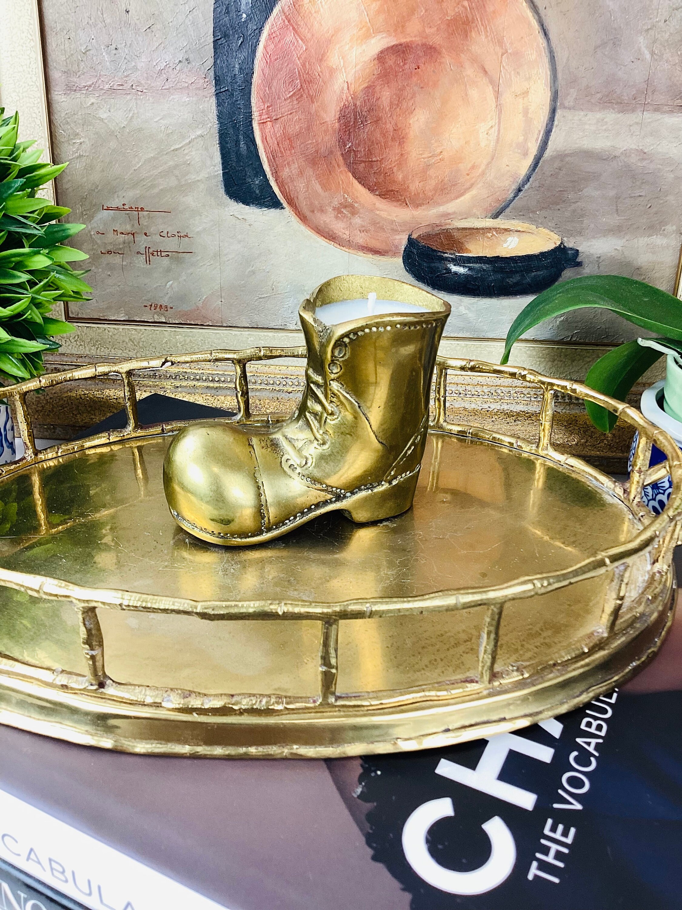 Vintage BRASS BOOT SHOE Vessel Coconut Soy Wax Coconut Soleil - Etsy
