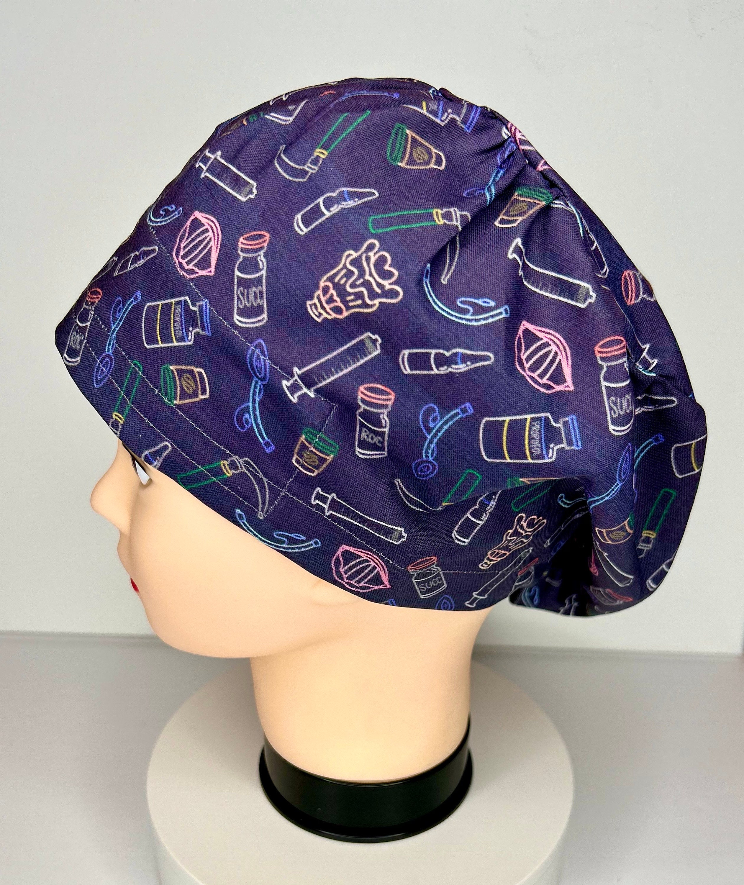 CRNA / ANESTHESIA Surgical Scrub Cap for Women,euro Style Scrubbing Cap ...