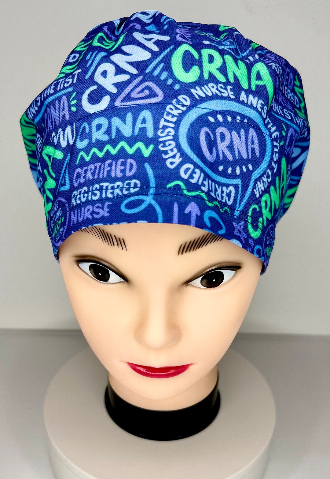 CRNA / ANESTHESIA Surgical Scrub Cap for Women, With Sweat Band. Euro ...