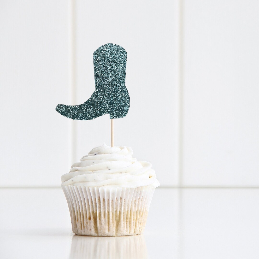 Cowboy Boot Cupcake Toppers Blue Glitter Cowboy Boot Cupcakes ...