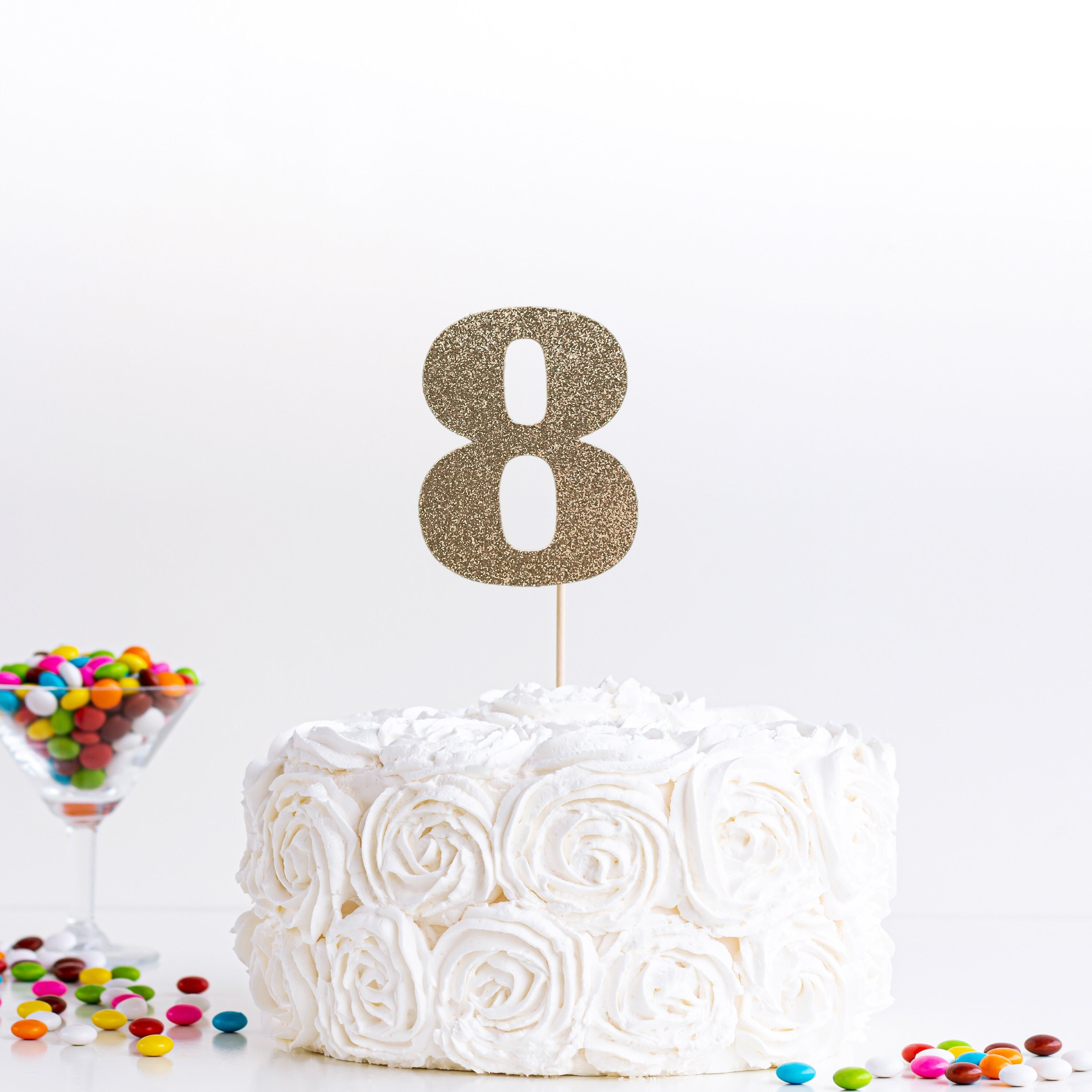 8 Cake Topper 8 Gold Glitter Cake Topper Smash Cake Topper 8th Birthday ...