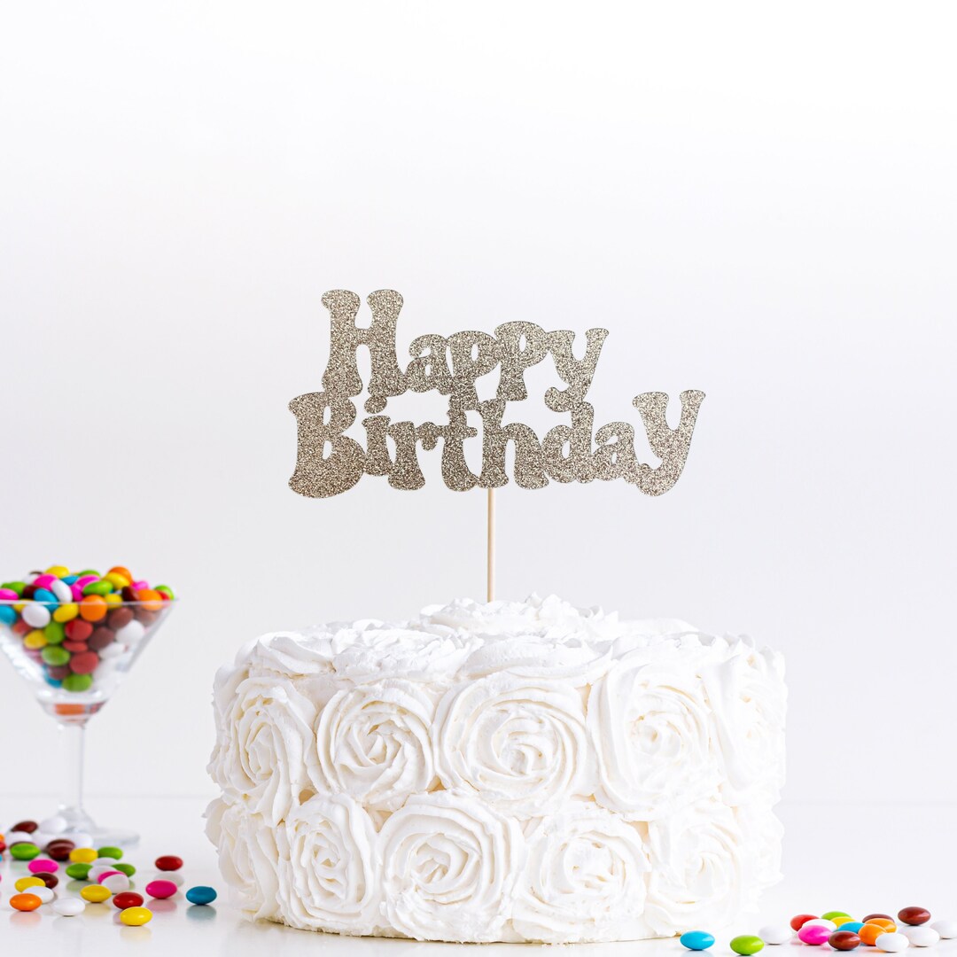 Happy Birthday Cake Topper Gold Glitter Cake Topper Smash Cake Topper ...