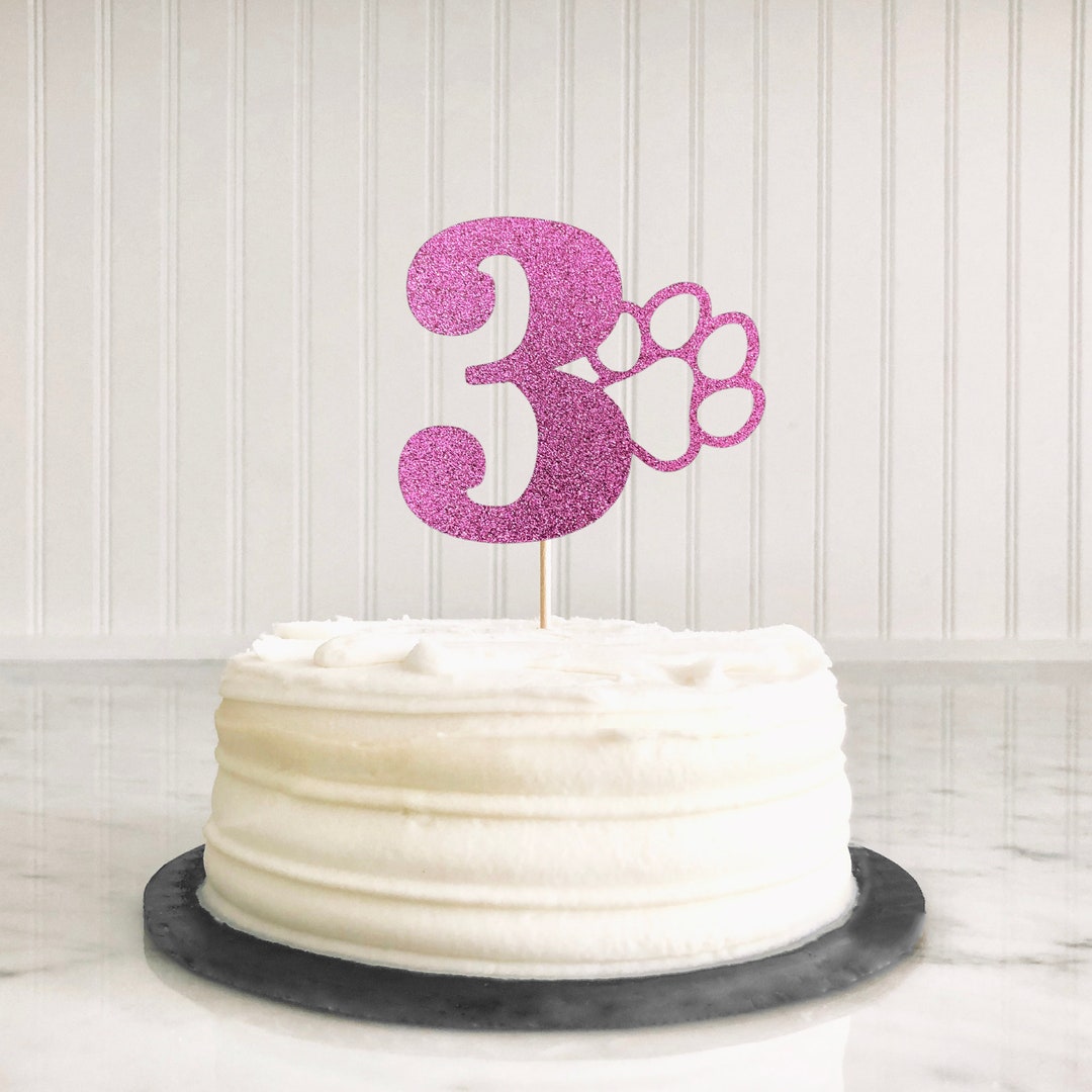Dog Birthday Cake Topper Third Birthday Cake Topper Dog Party Cake ...