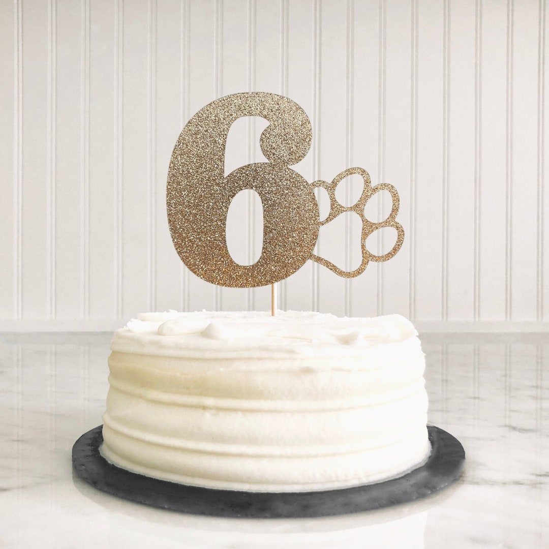 Dog Birthday Cake Topper 6th Birthday Cake Topper Dog Party Cake Topper ...