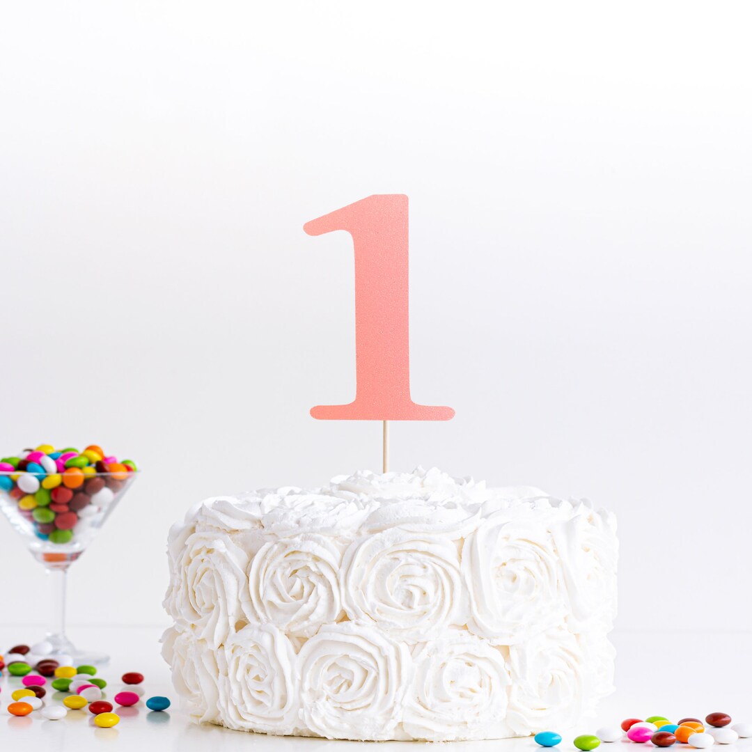 1 Cake Topper 1 Light Pink Glitter Cake Topper Smash Cake Topper 1st ...