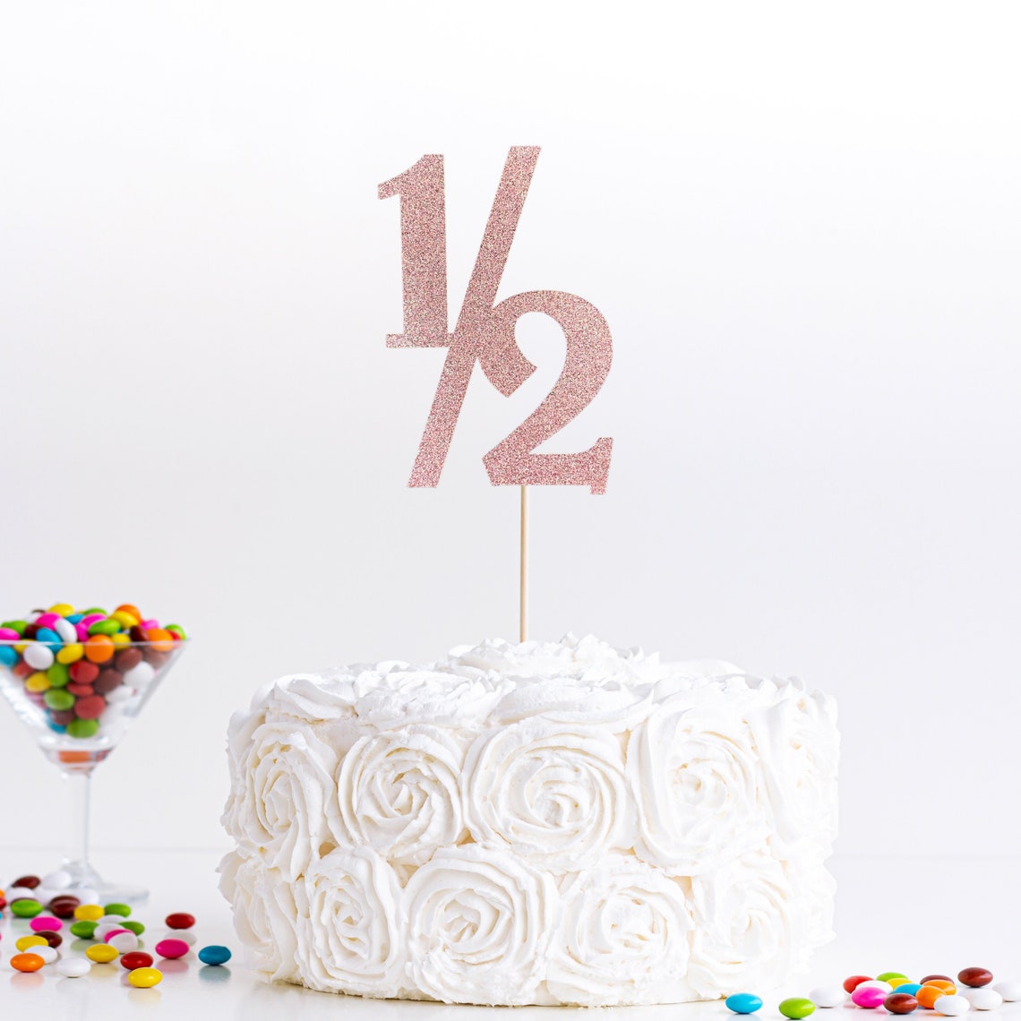 Half Cake Topper Baby Pink Glitter Cake Topper Cake Topper 6 Month ...