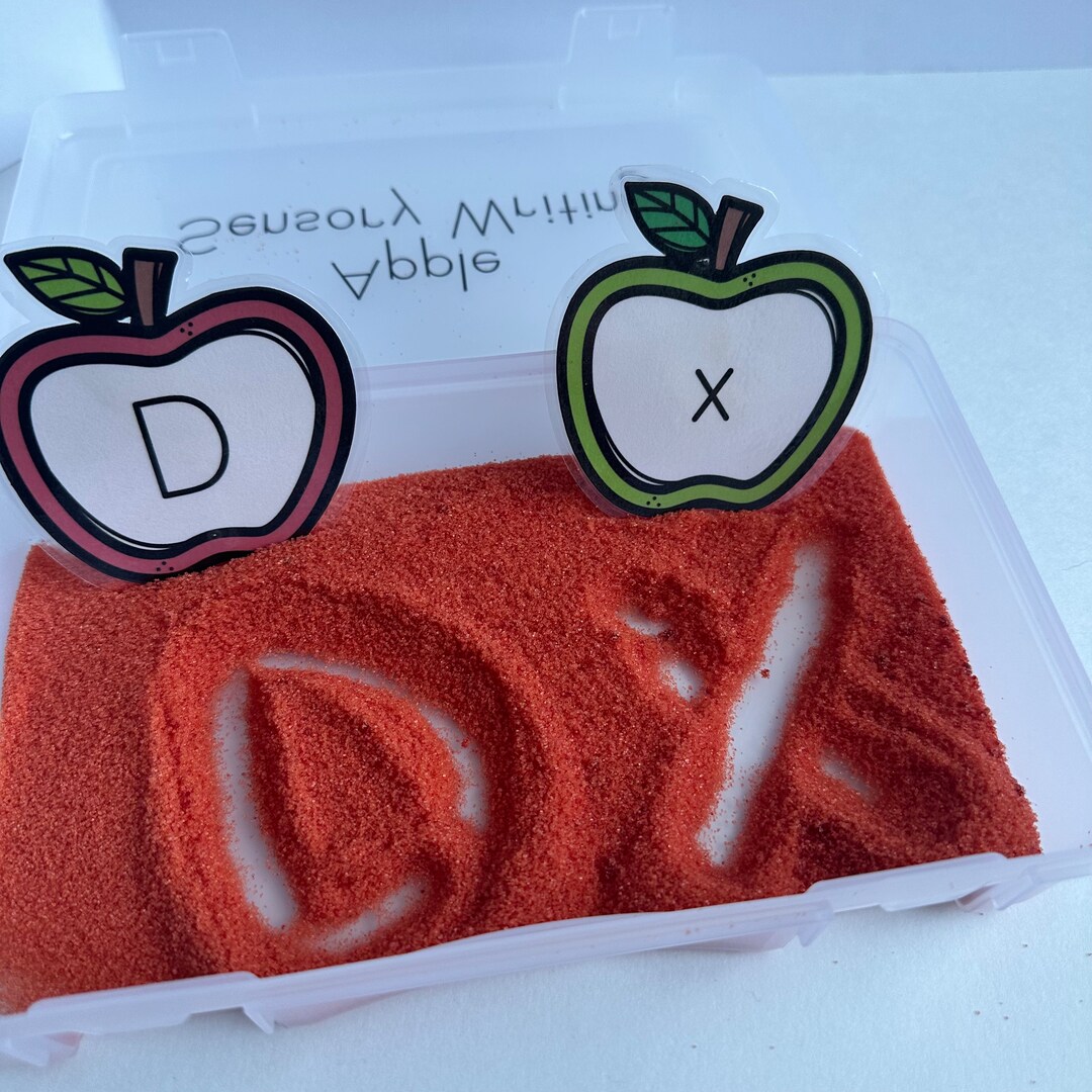 Apple Sensory Salt Writing | Apple Sensory | Preschool Apple Unit - Etsy