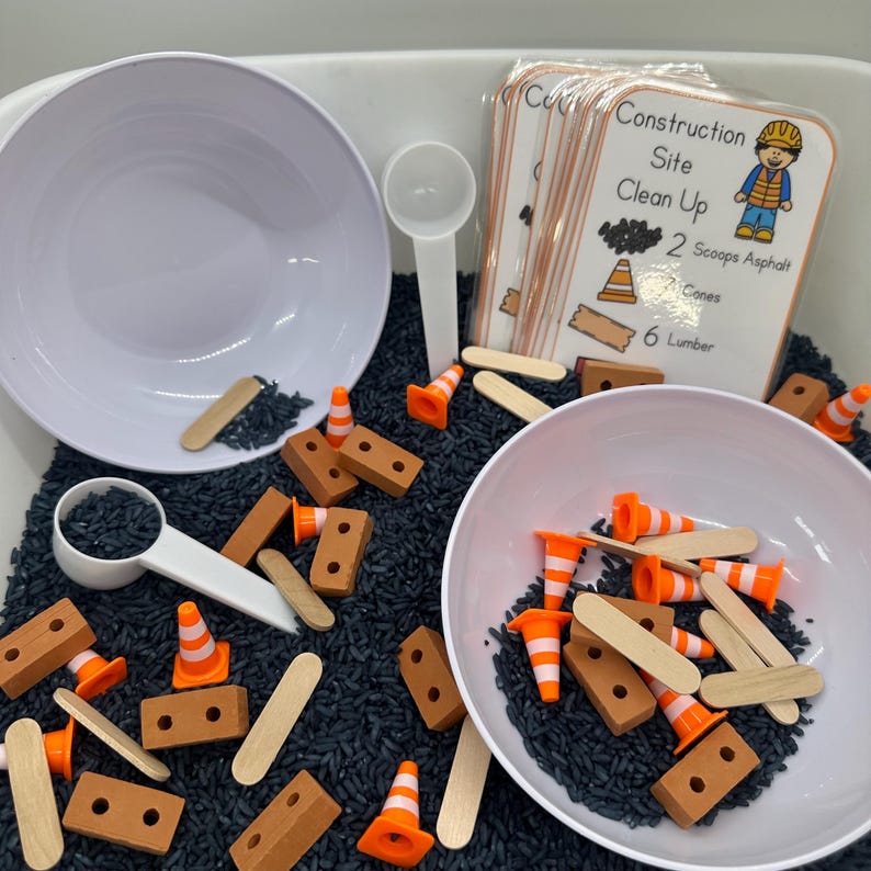 Construction Site Sensory Bin | Preschool Community Helper Unit Study ...